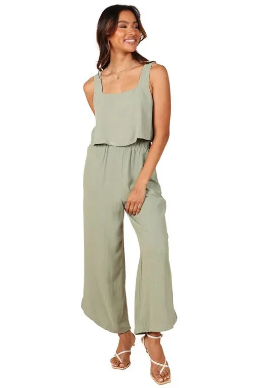 PETAL & PUP Eleanor Linen Crop Tank - Green
