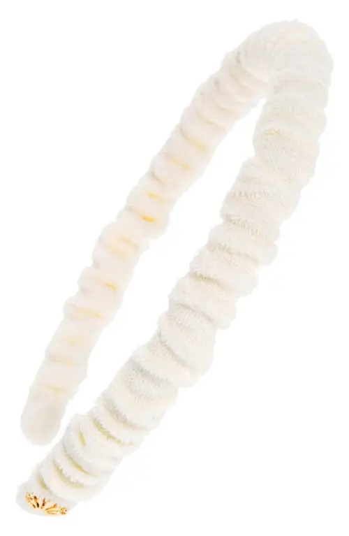 Lele Sadoughi Jessie Slim Terry Cloth Headband - White