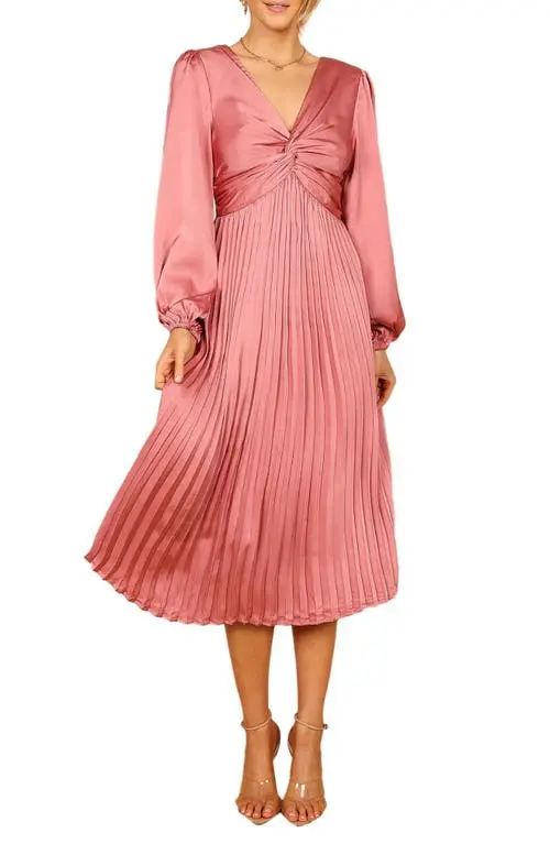 strapless open back dress Garden Midi Dress, in Light Pink Luxe Satin, Size: Xs | Show Me Your Mumu