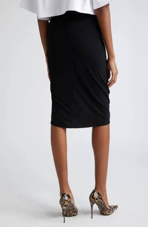 Dolce & Gabbana Logo Waist Ruched Jersey Skirt - Nero