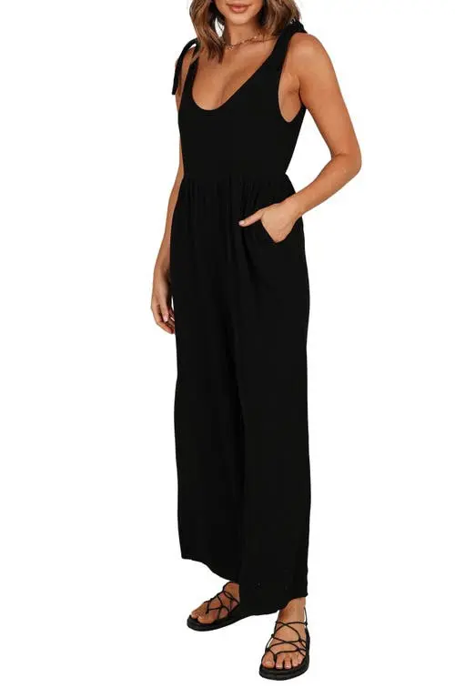 PETAL & PUP Ayla Tie Shoulder Linen Jumpsuit