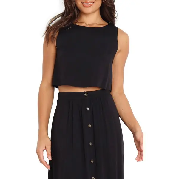 PETAL & PUP Sutton Sleeveless Crop Top - Black