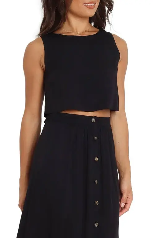 PETAL & PUP Sutton Sleeveless Crop Top - Black