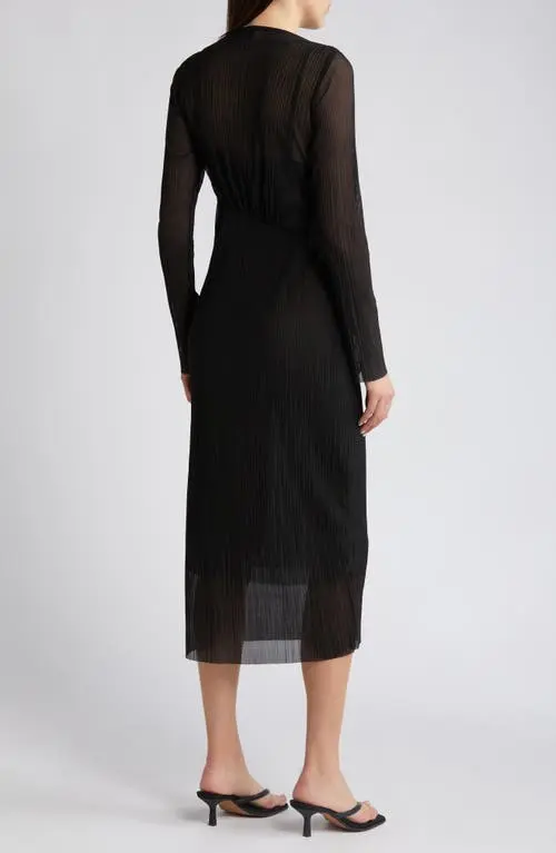 & Other Stories Long Sleeve Crinkle Mesh Midi Dress In Black - 59% Off |  Editorialist