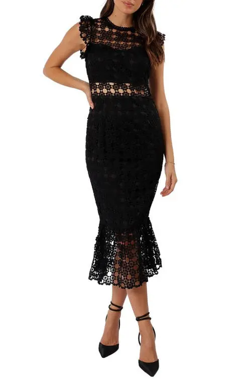 PETAL & PUP Lauren Lace Overlay Dress - Black