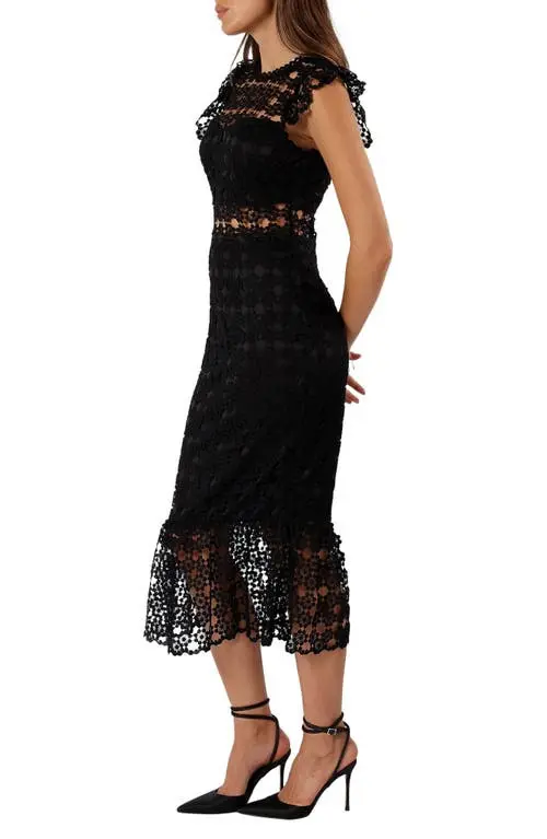 PETAL & PUP Lauren Lace Overlay Dress - Black