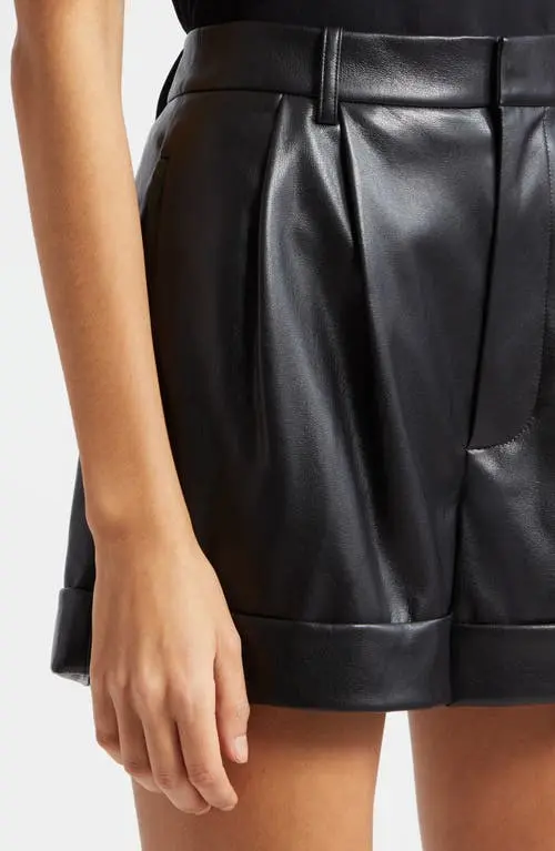 Alice + Olivia Conry Faux Leather Pleated Shorts