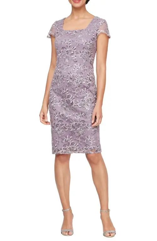 Alex Evenings Embroidered Floral Sheath Dress In Wisteria - 45% Off |  Editorialist