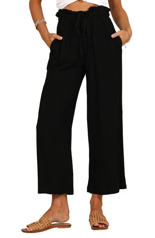 PETAL & PUP Hawthorne Linen Blend Crop Pants - Black