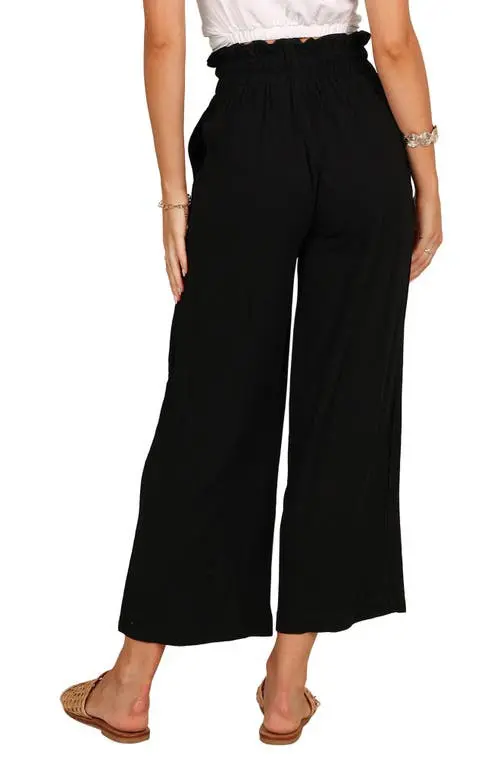 PETAL & PUP Hawthorne Linen Blend Crop Pants - Black
