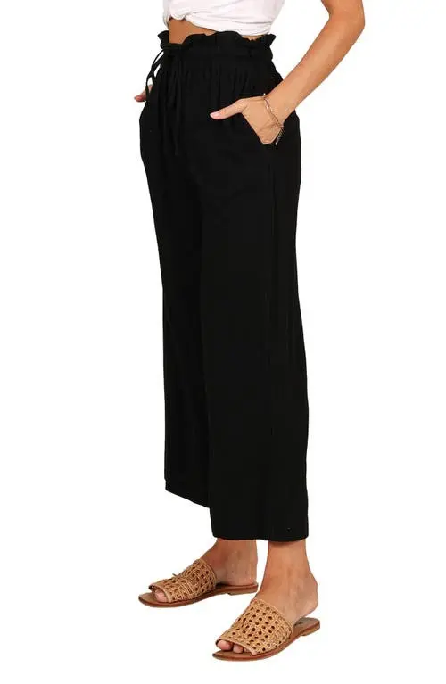 PETAL & PUP Hawthorne Linen Blend Crop Pants - Black