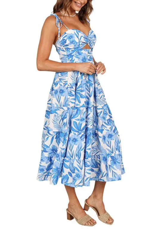 PETAL & PUP Rose Floral Tiered Midi Dress