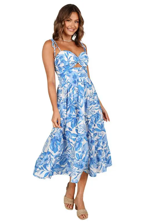 PETAL & PUP Rose Floral Tiered Midi Dress
