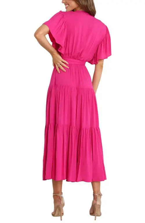 PETAL & PUP Barker Flutter Sleeve Tiered Dress - Pink