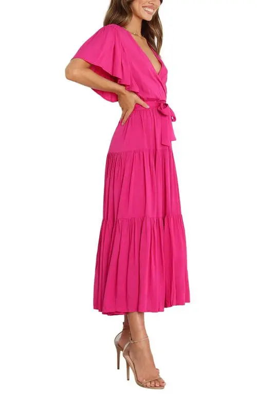 PETAL & PUP Barker Flutter Sleeve Tiered Dress - Pink