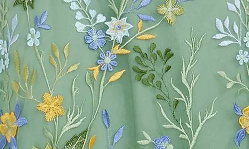 Dress The Population Sunny Embroidered Floral A-Line Gown - Sage Multi |  Editorialist