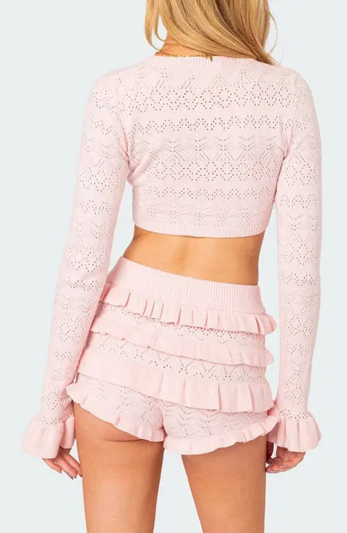 EDIKTED Delana Pointelle Crop Top - Light-pink