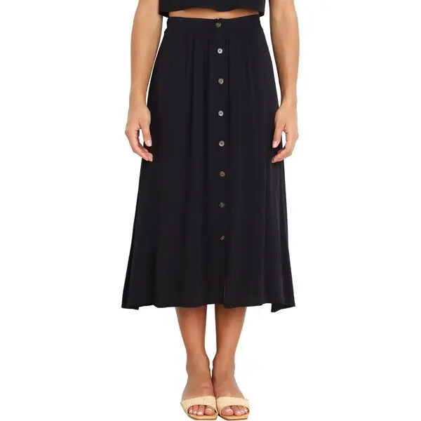 PETAL & PUP Ava Midi Skirt - Black