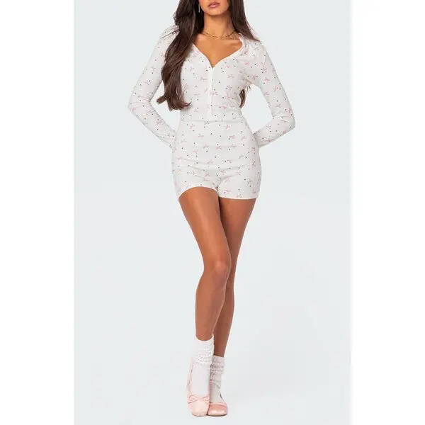 EDIKTED Mindy Pointelle Romper - White
