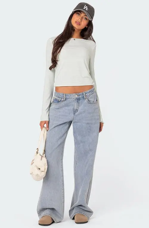 EDIKTED Maddison Long Sleeve Crop T-shirt