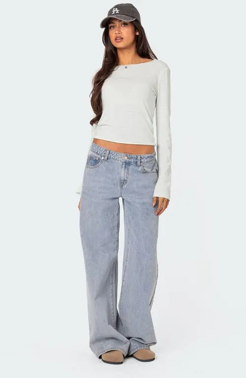 EDIKTED Maddison Long Sleeve Crop T-shirt