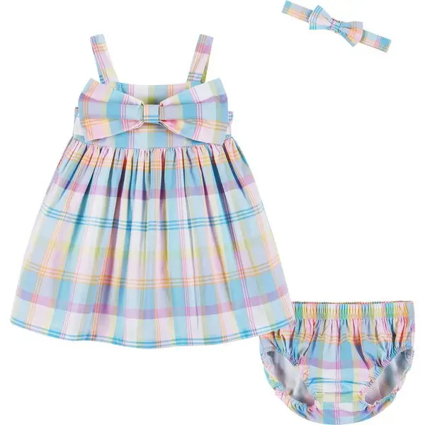 Andy & Evan Plaid Cotton Sundress With Accessories