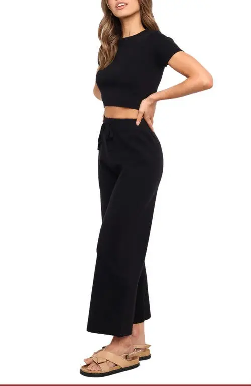 PETAL & PUP Ayers Crop Top And Wide Leg Pants Set - Black