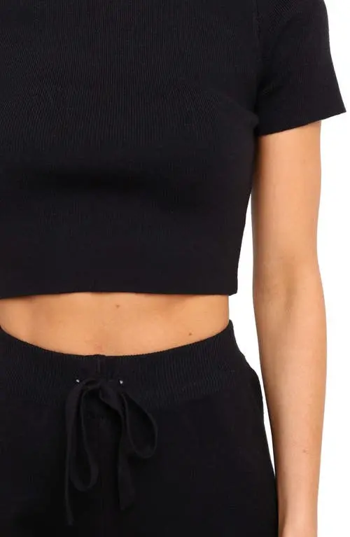 PETAL & PUP Ayers Crop Top And Wide Leg Pants Set - Black