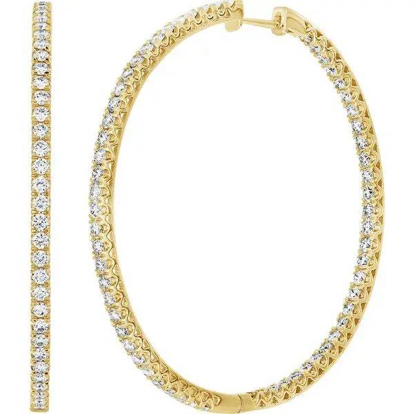 Bony Levy Inside Out Diamond Hoop Earrings - Yellow Gold/diamond