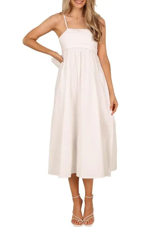 PETAL & PUP Alice Bow Back Midi Dress - White
