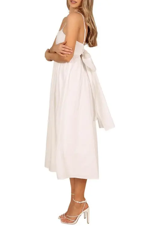 PETAL & PUP Alice Bow Back Midi Dress - White