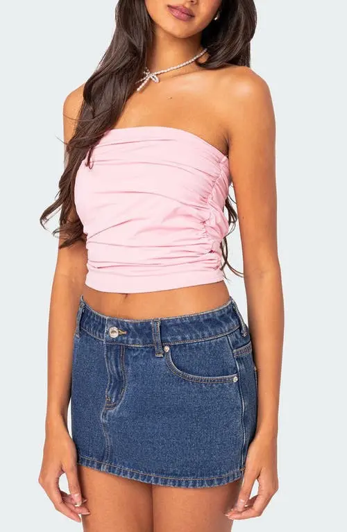 EDIKTED Isabella Ruched Strapless Tube Top