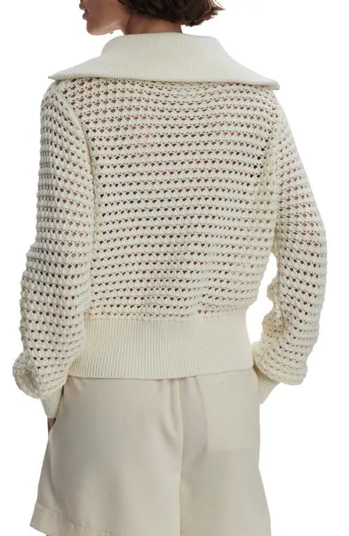 Varley Eloise Open Stitch Cotton Zip-up Cardigan - Egret