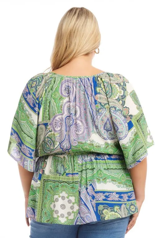 Karen Kane Ruffle Hem Peasant Top
