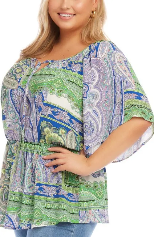 Karen Kane Ruffle Hem Peasant Top