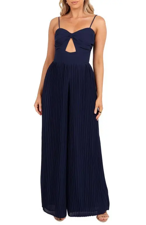 PETAL & PUP Alice Pleated Jumpsuit - Navy