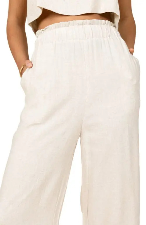 PETAL & PUP Eleanor Wide Leg Linen Pants - Beige