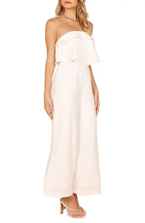 PETAL & PUP Katia Strapless Wide Leg Jumpsuit