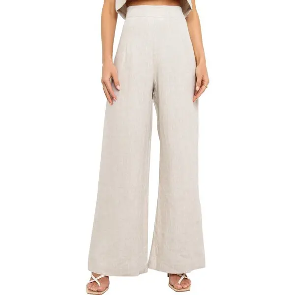 PETAL & PUP Devlin Linen Wide Leg Pants - Beige