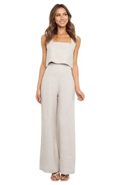 PETAL & PUP Devlin Linen Wide Leg Pants - Beige