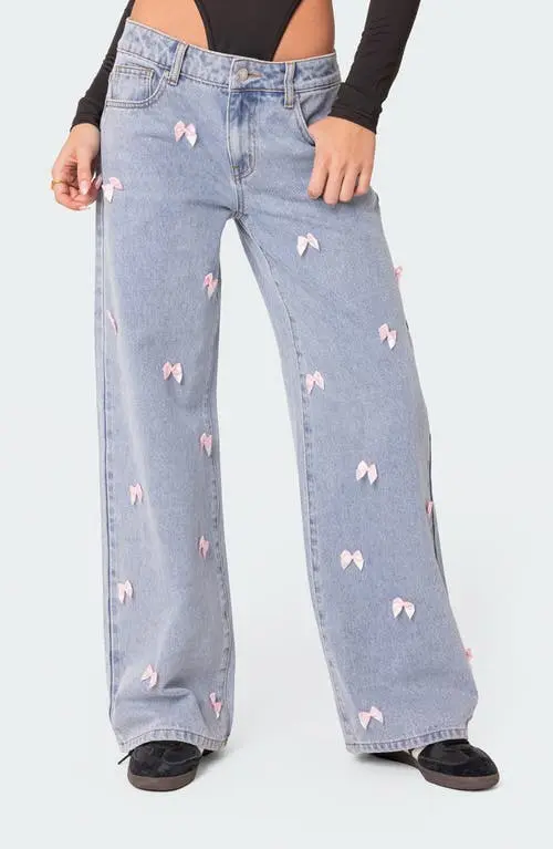 EDIKTED Lucille Bow Wide Leg Jeans