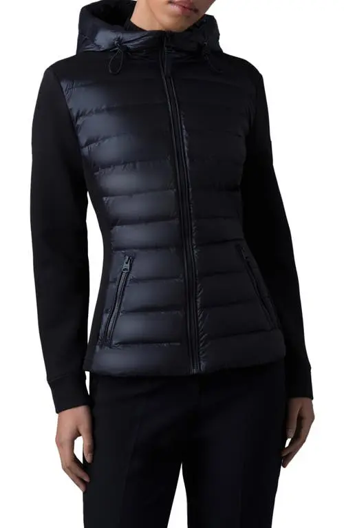 Mackage Della Mixed Media Down Puffer Jacket - Black
