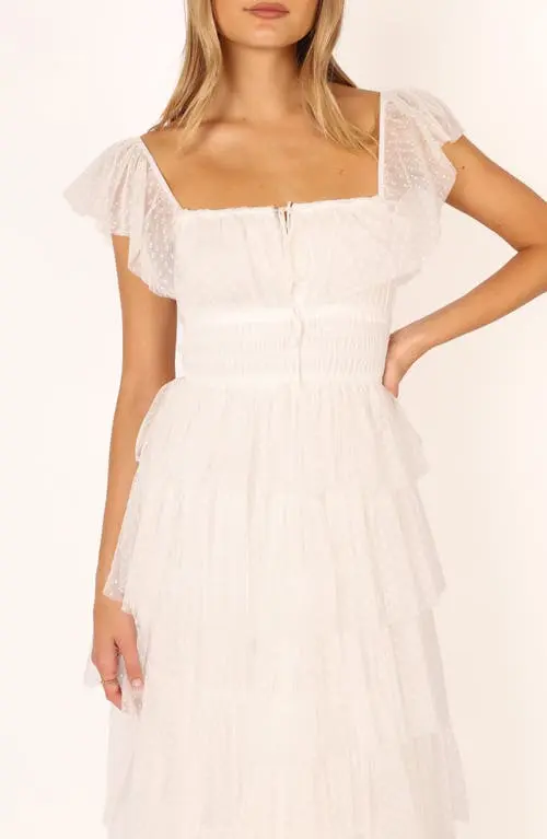 chinese dress ladies Sweet Romance Tiered Tulle Polka Dot Midi Dress  VICI