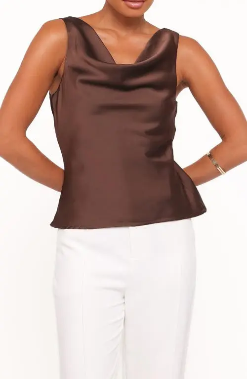 PETAL & PUP Vinita Cowl Neck Tank - Chocolate