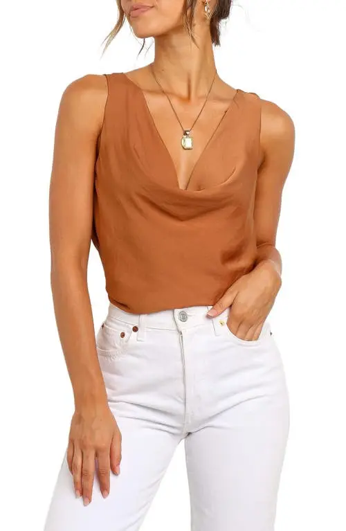 PETAL & PUP Vinita Cowl Neck Tank - Rust