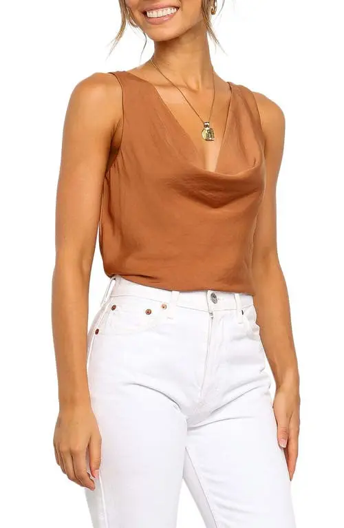 PETAL & PUP Vinita Cowl Neck Tank - Rust