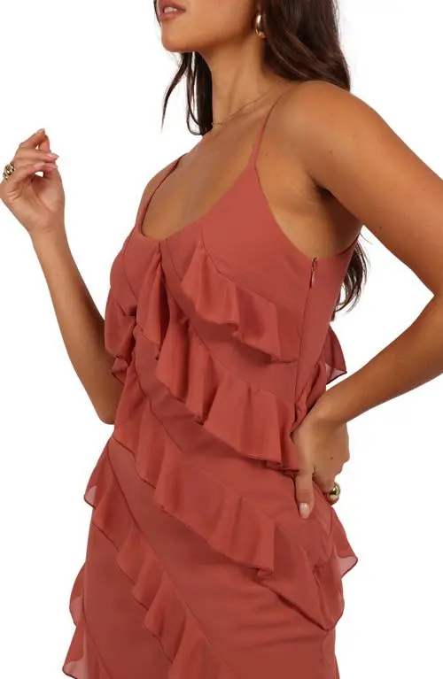 PETAL & PUP Ciao Ruffle Chiffon Gown - Dark Pink