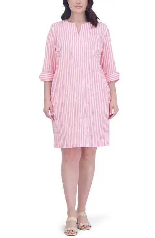 Foxcroft Vena Stripe Crinkle Shift Dress
