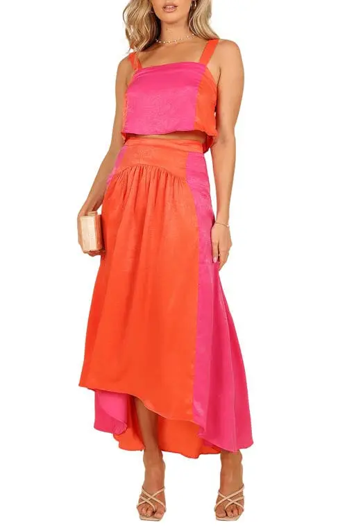 PETAL & PUP Floral Print Two-piece High-low Dress - Orange