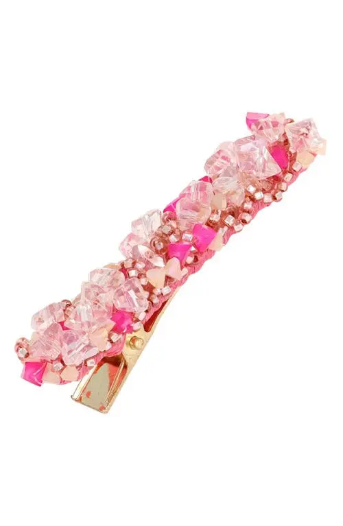 L. Erickson Mini Jana Crystal Pinch Clip - Fuchsia